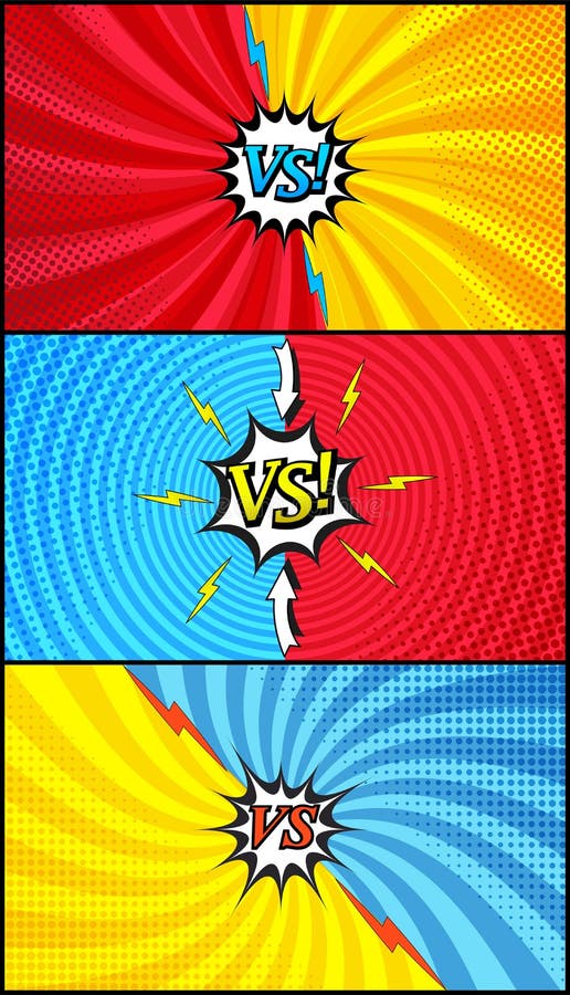 Comic Duel and Fight Horizontal Banners Stock Vector - Illustration of ...