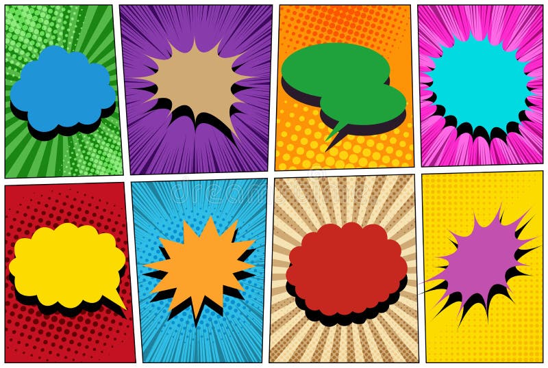 Comic elements concept stock vector. Illustration of bright - 124636145