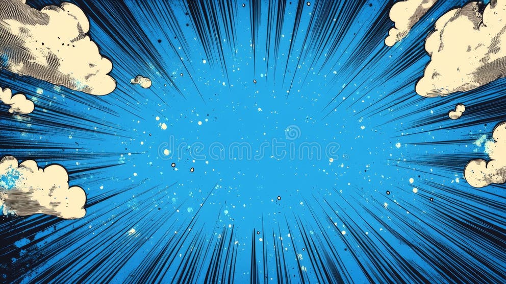 Comic Explosion Background with Clouds. Dynamic, Energy, and Speed ...