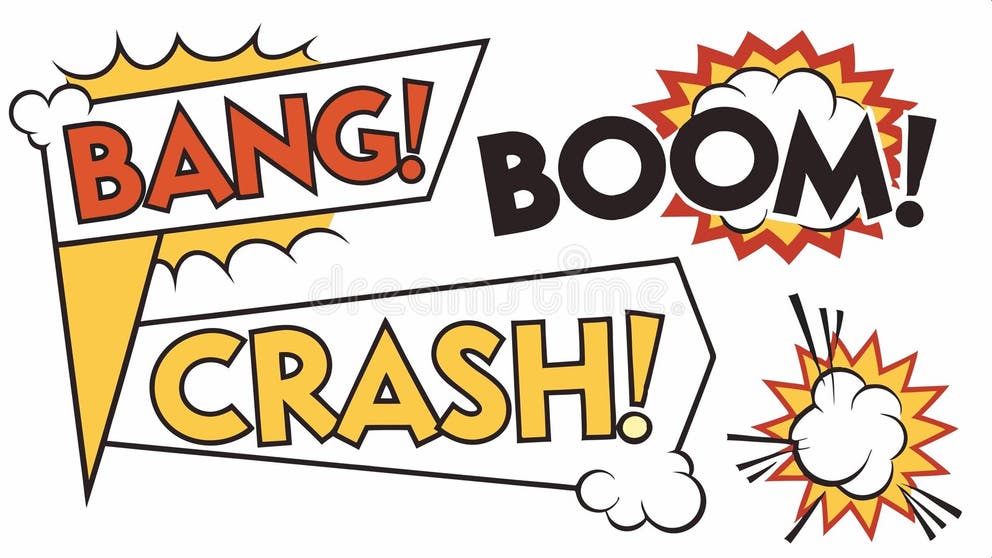 Comic Explosion Bubbles Bang , Boom , Crash , Action Effects Vector ...