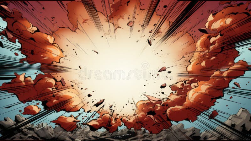 Comic Explosion: Detailed Skies and Meticulous Inking Stock ...