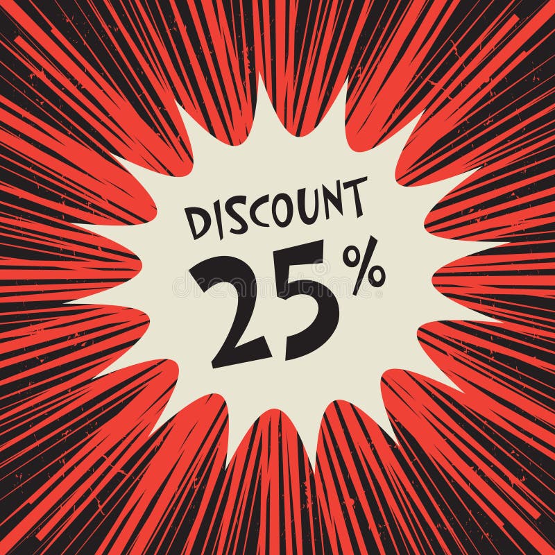 Comic Explosion Poster with Text 25 Percent Discount Stock Vector ...