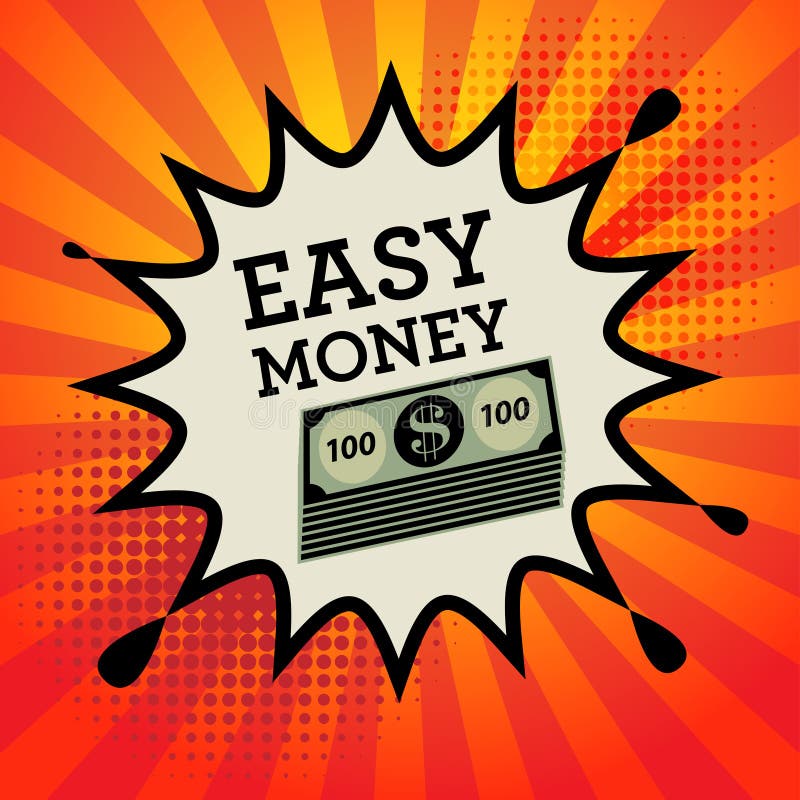 Comic Explosion with Text Easy Money Stock Vector - Illustration of ...