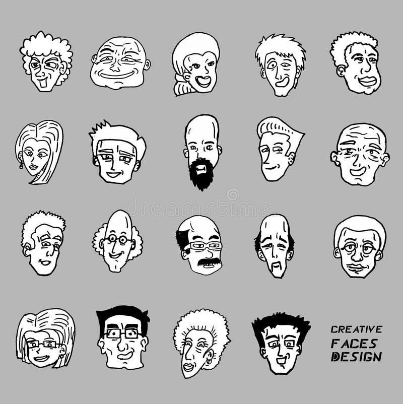 Comic faces collection stock vector. Illustration of family - 22936306