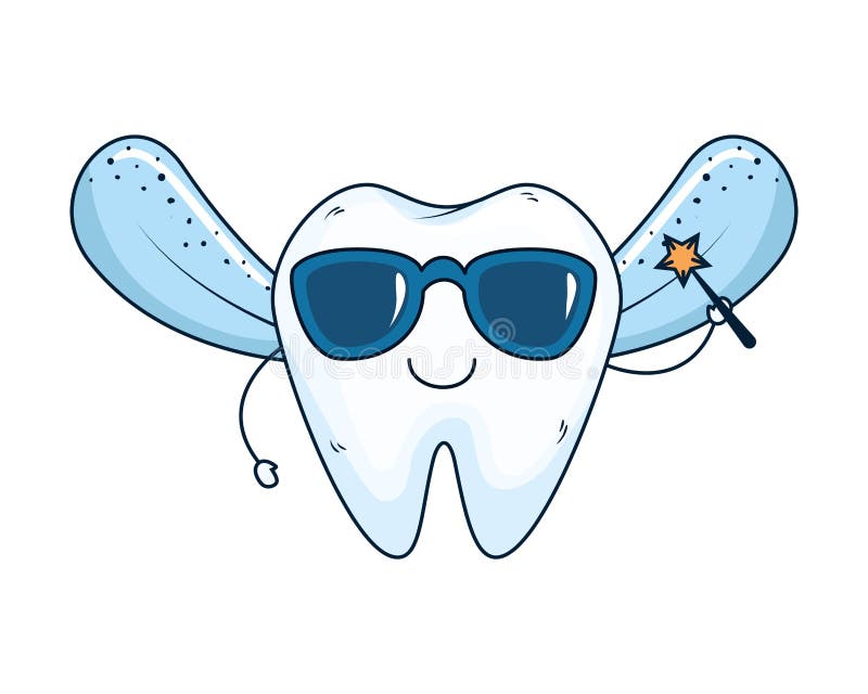 Comic Fairy Tooth with Sunglasses Kawaii Character Stock Vector ...