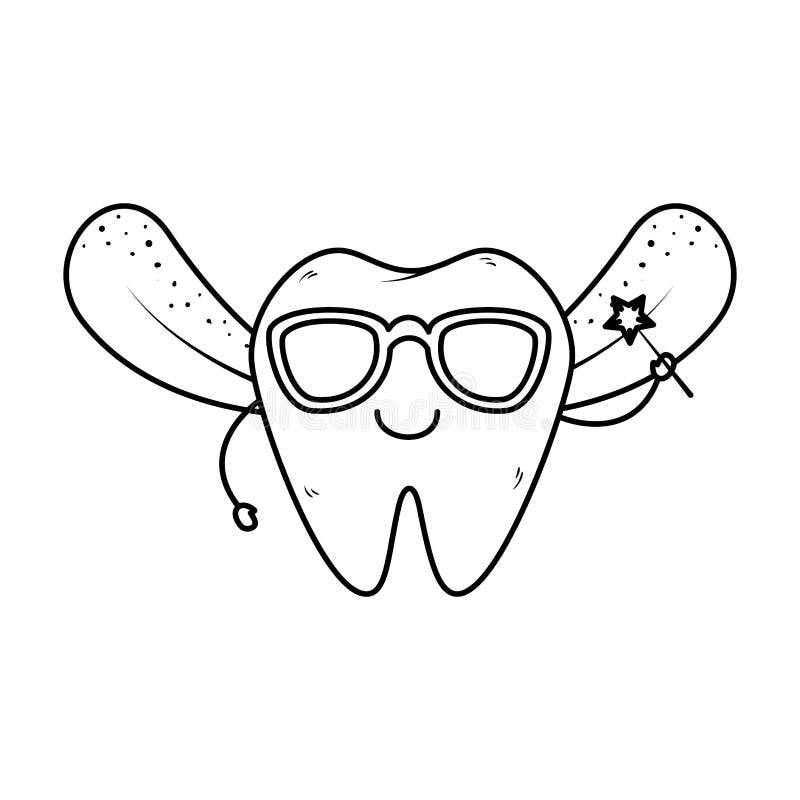 Comic Fairy Tooth with Sunglasses Kawaii Character Stock Vector ...