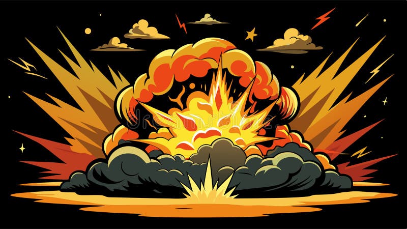 Comic Fire on Black Background. Vector Cartoon Illustration of Flame ...