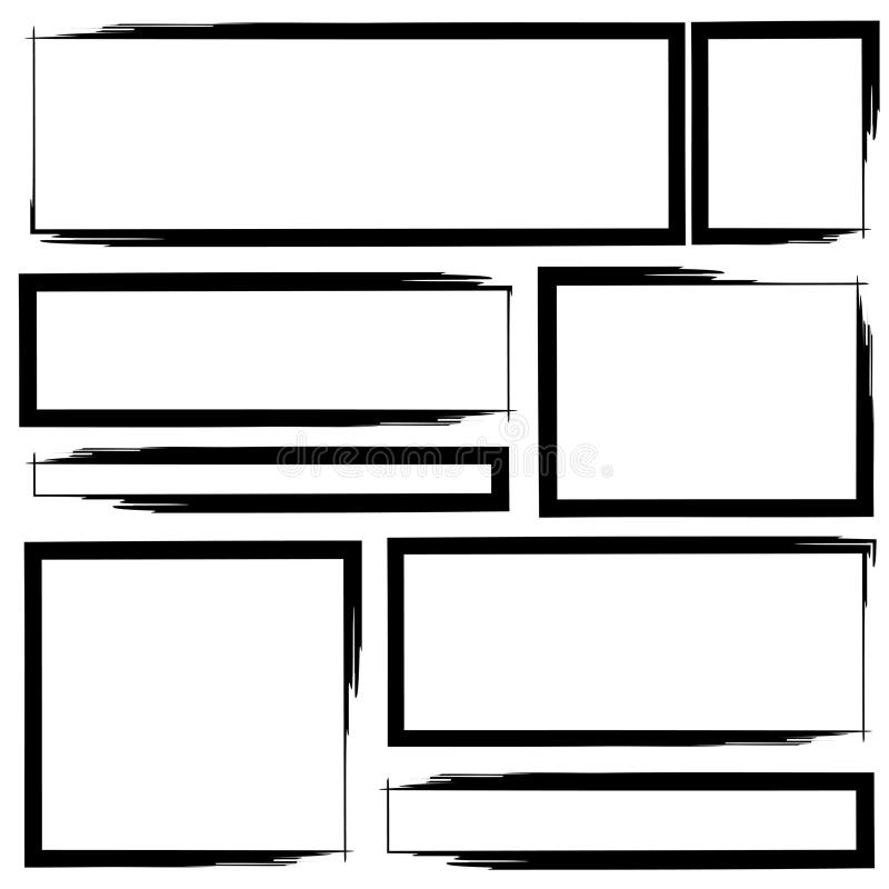 Comic Frame Set. Hand Drawn Border. Abstract Ink Outline. Vector ...