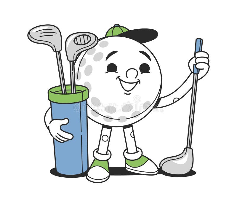Comic Golf Ball Groovy Character Stock Vector - Illustration of groovy ...
