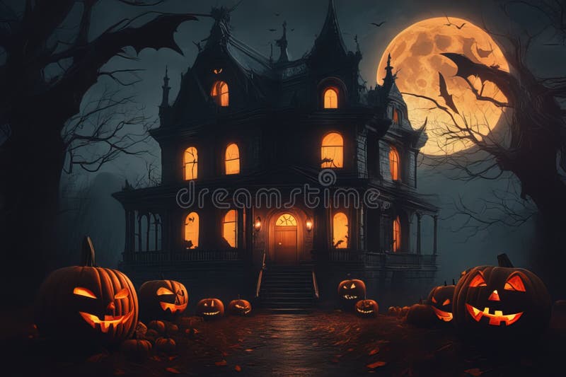 Comic Halloween Background in Flat Design Illustration Poster Template ...
