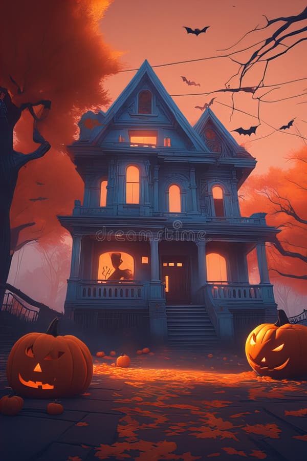 Comic Halloween Background in Flat Design Illustration Poster Template ...