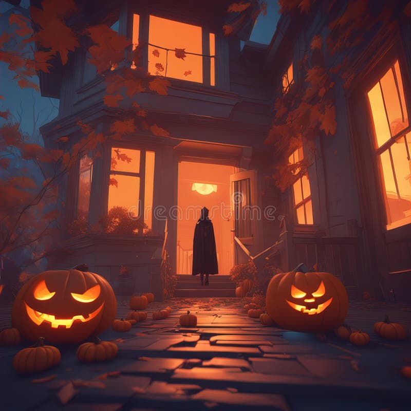 Comic Halloween Background in Flat Design Illustration Poster Template ...