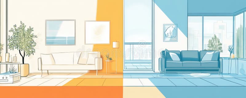 Vibrant Comic-style Illustration of a Smart Home Interior with ...