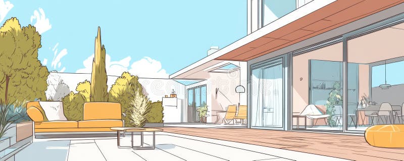 Vibrant Comic-style Illustration of a Smart Home Interior with ...