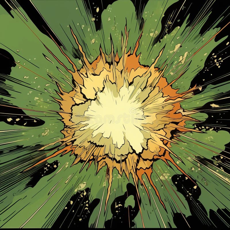 Retro Comic Art Explosion in Green: Khaki Supernova with Earth Tones ...