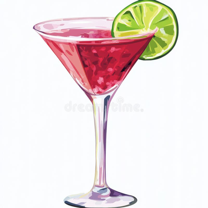Comic Illustration of a Hand-drawn Cosmopolitan Cocktail. Cosmopolitan ...