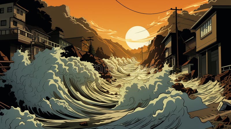 Comic Image: Flash Flood stock illustration. Illustration of design ...