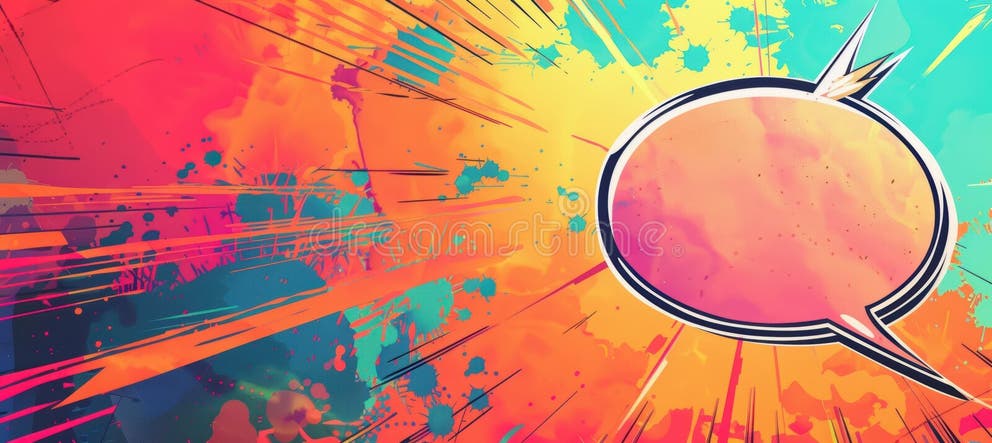 Comic-Inspired Speech Bubble with Bold Action Lines on Dramatic Burst ...