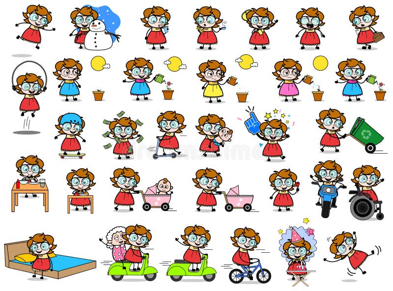 Comic Intelligent Girl Character - Concepts Vector-illustrationer ...