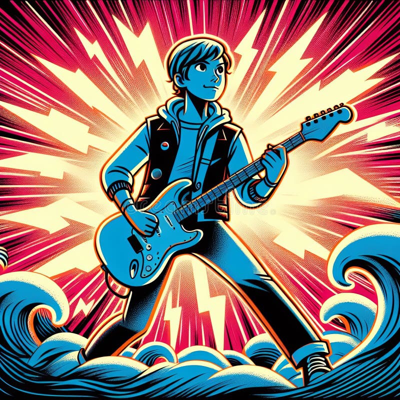 Comic Jam stock illustration. Illustration of guitar - 326174070
