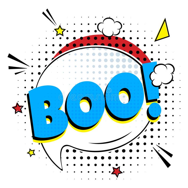 Comic Lettering Boo in the Speech Bubbles Comic Style Flat Design Stock ...