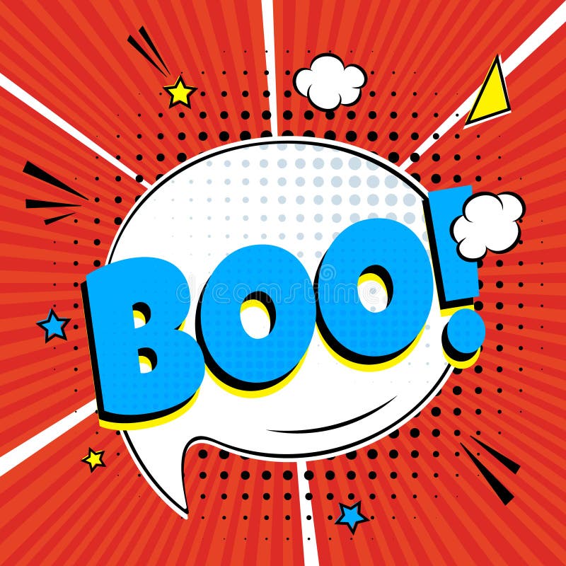Comic Lettering Boo in the Speech Bubbles Comic Style Flat Design Stock ...