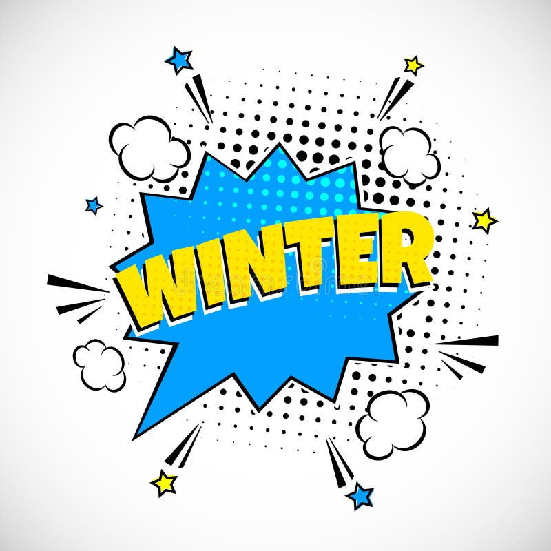 8 Comic Winter Lettering in the Speech Bubbles Comic Style Flat Design ...