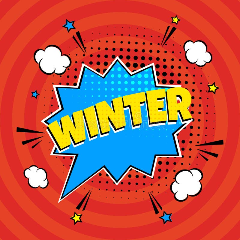 8 Comic Winter Lettering in the Speech Bubbles Comic Style Flat Design ...
