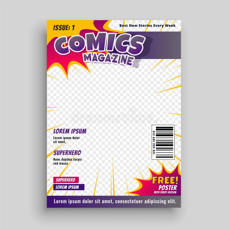 Comic Magazine Book Front Page Template Design Stock Vector ...