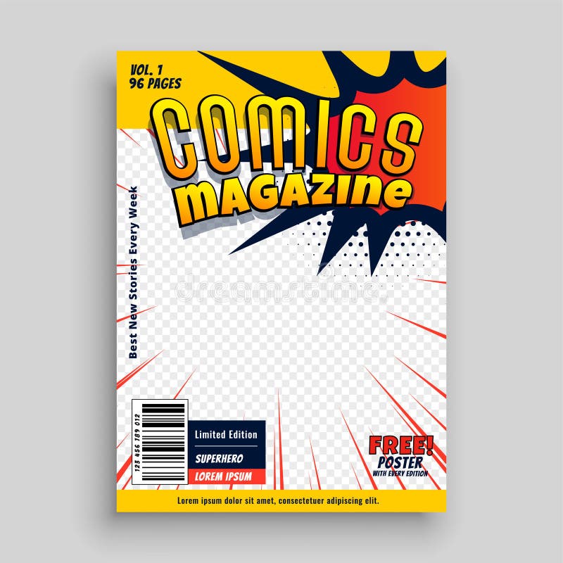 Comic Magazine Book Cover Page Template Design Stock Vector ...