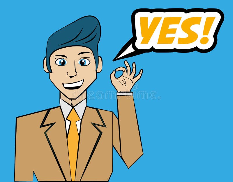 Comic man yes pop art stock vector. Illustration of comic - 115413772