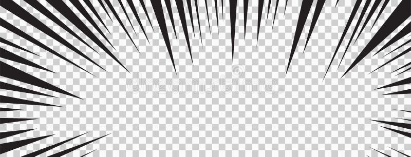Comic Manga Effect Transparent Vector Background, Black Speed Radial ...