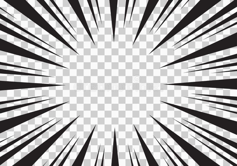 Comic Manga Effect Transparent Vector Background, Speed Radial Line ...