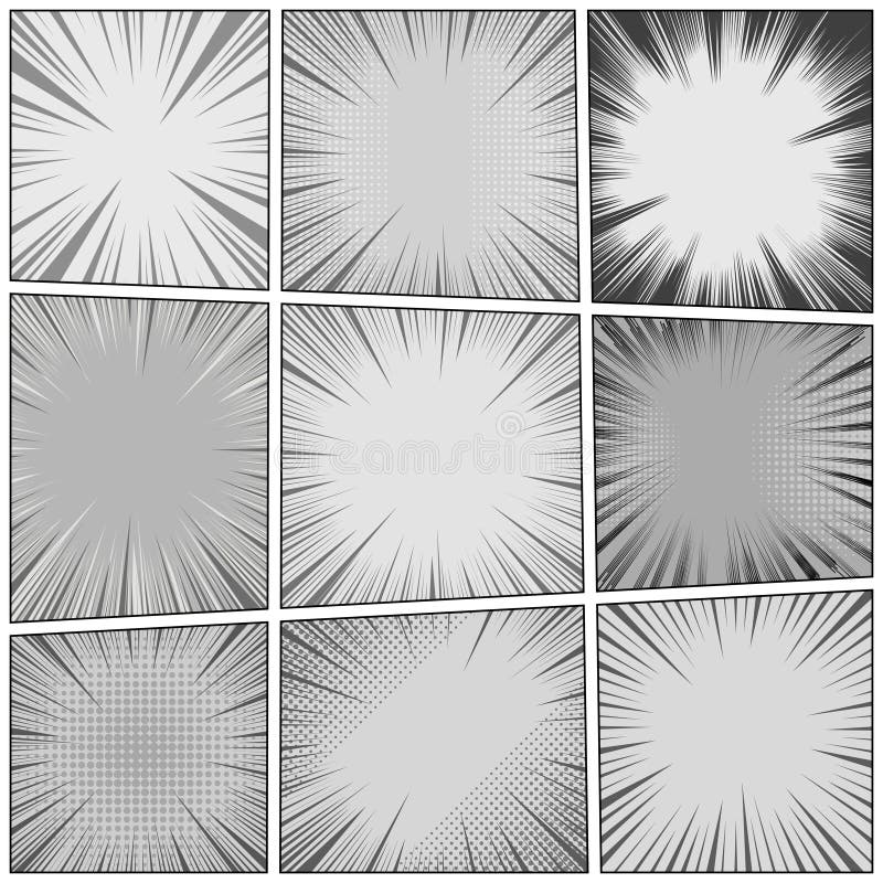 Comic Monochrome Backgrounds Collection Stock Vector - Illustration of ...