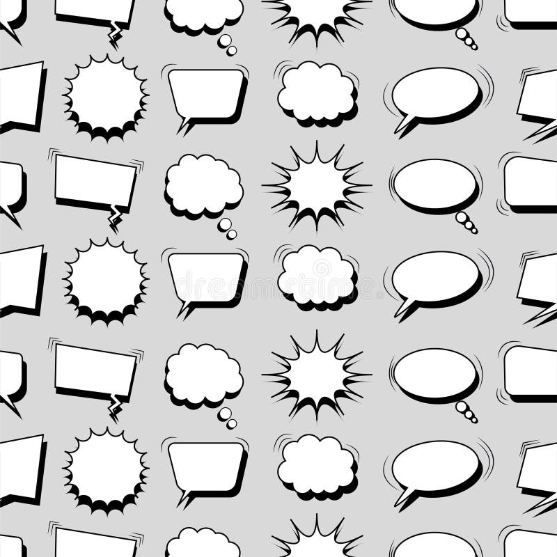 Comic Monochrome Design Seamless Pattern Stock Vector - Illustration of ...