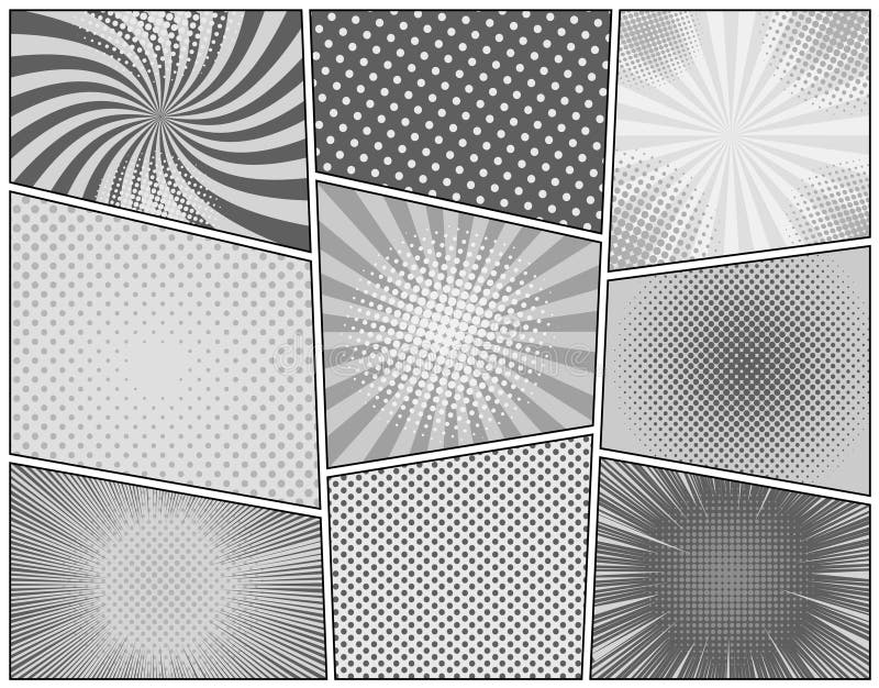 Comic Monochrome Page Template Stock Vector - Illustration of gray ...