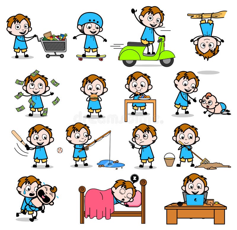 Comic Office Guy Characters - Set of Concepts Vector Illustrations ...