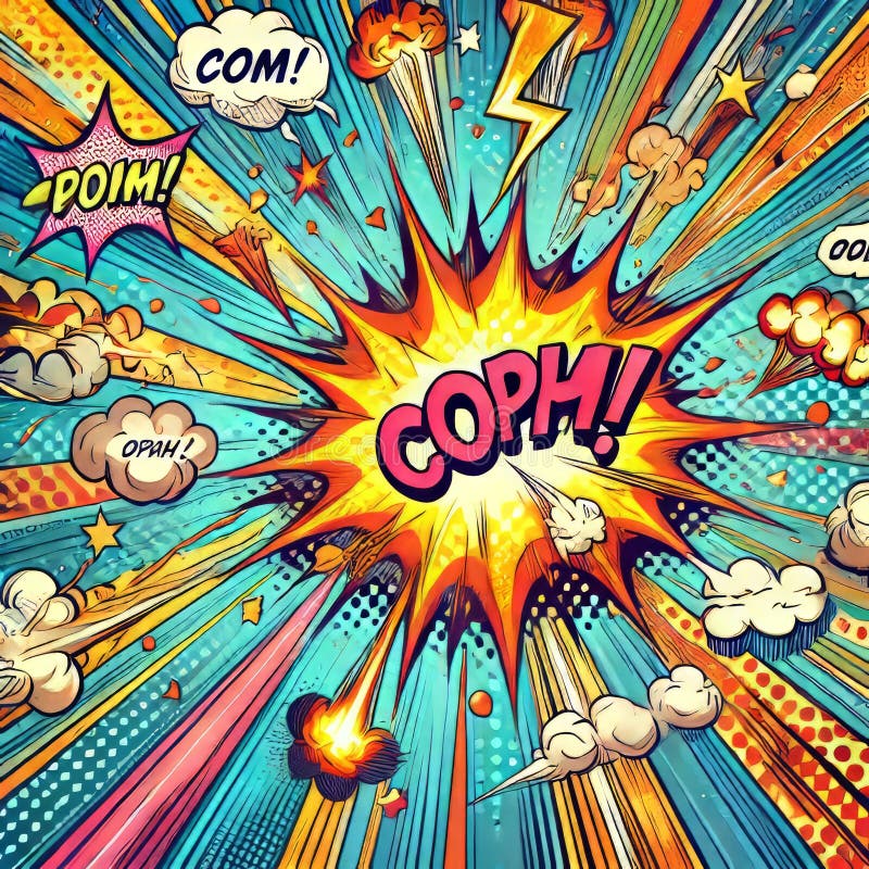 Comic Panel Explosion a Single Comic Panel with Exaggerated Vibr Stock ...