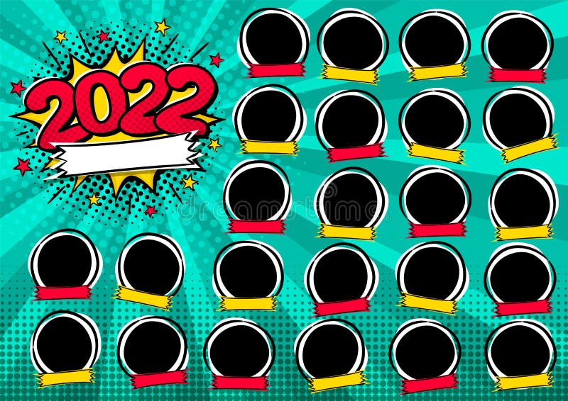 Our Class Photo Frame in Pop Art Style. Bright Page for Graduate Photos ...