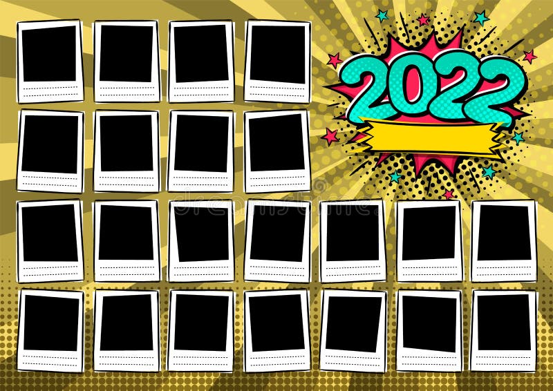 Our Class Photo Frame in Pop Art Style. Bright Page for Graduate Photos ...