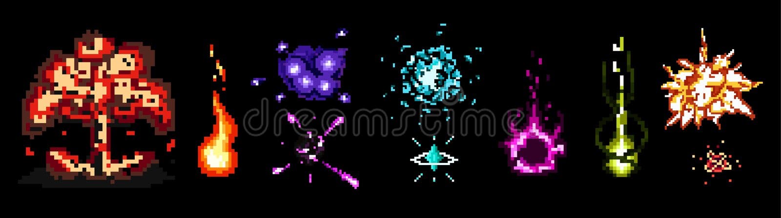 Pixel Art Set of Magic Crystals Different Forms and Sizes Stock Vector ...