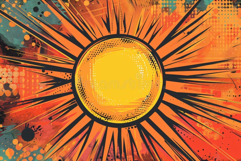 Comic Pop Art Abstract Background with Illustration of Sun by ...