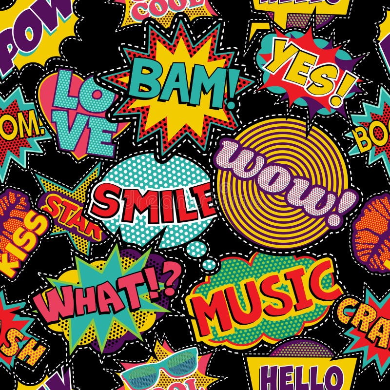 Comic Text Speech Bubble Seamless Pattern Stock Illustrations – 1,320 ...