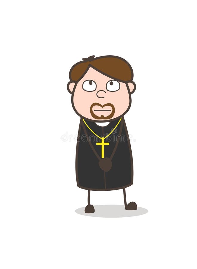 Comic Priest Thinking Face Vector Illustration Stock Illustration ...