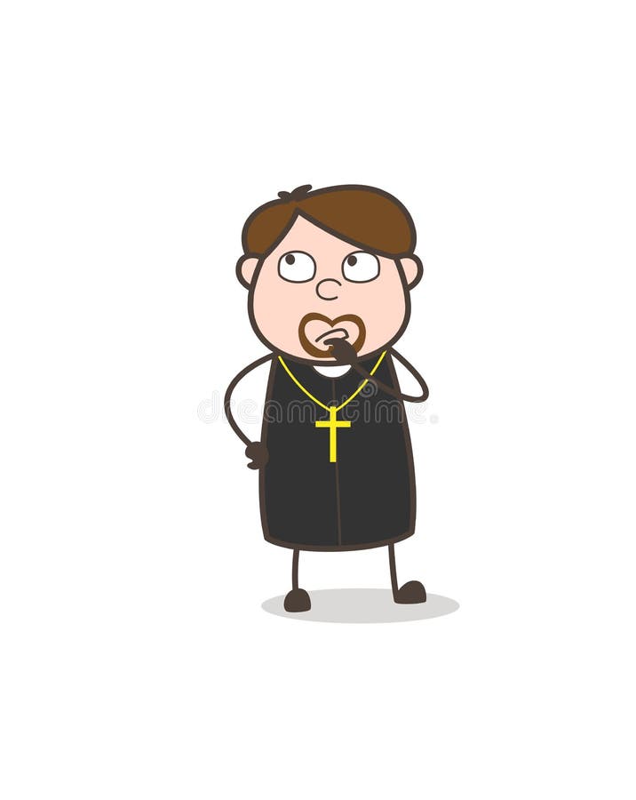 Comic Priest Thoughtful Face Vector Stock Illustration - Illustration ...