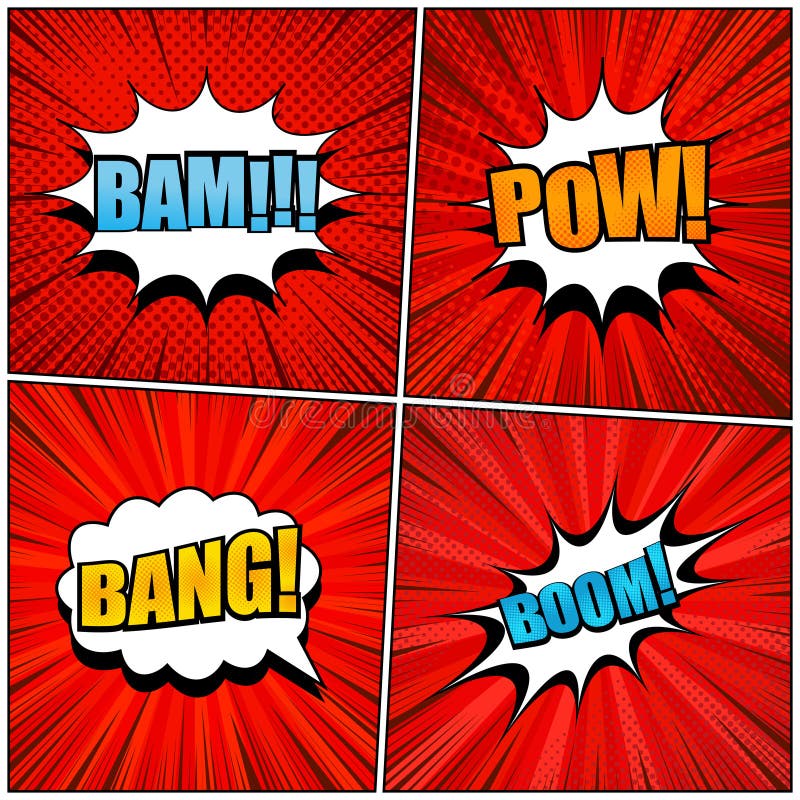 Comic red pages set stock vector. Illustration of bubble - 124635759
