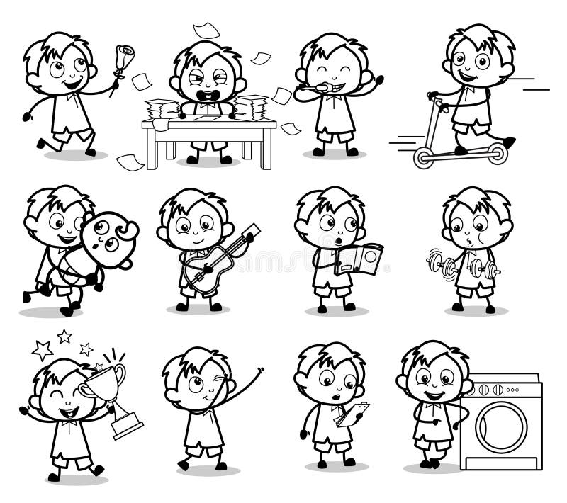 Comic Retro Office Guy Characters - Set of Concepts Vector ...