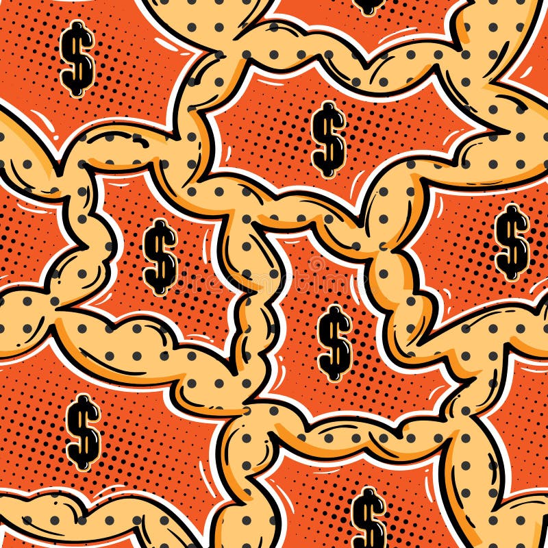 Comic Seamless Pattern with Dollar Stock Vector - Illustration of bill ...