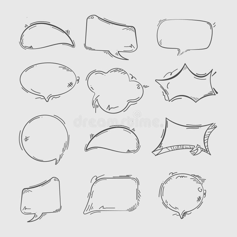 Comic Shape Bubble Handrawn Collection Vector Drawing Stock Vector ...
