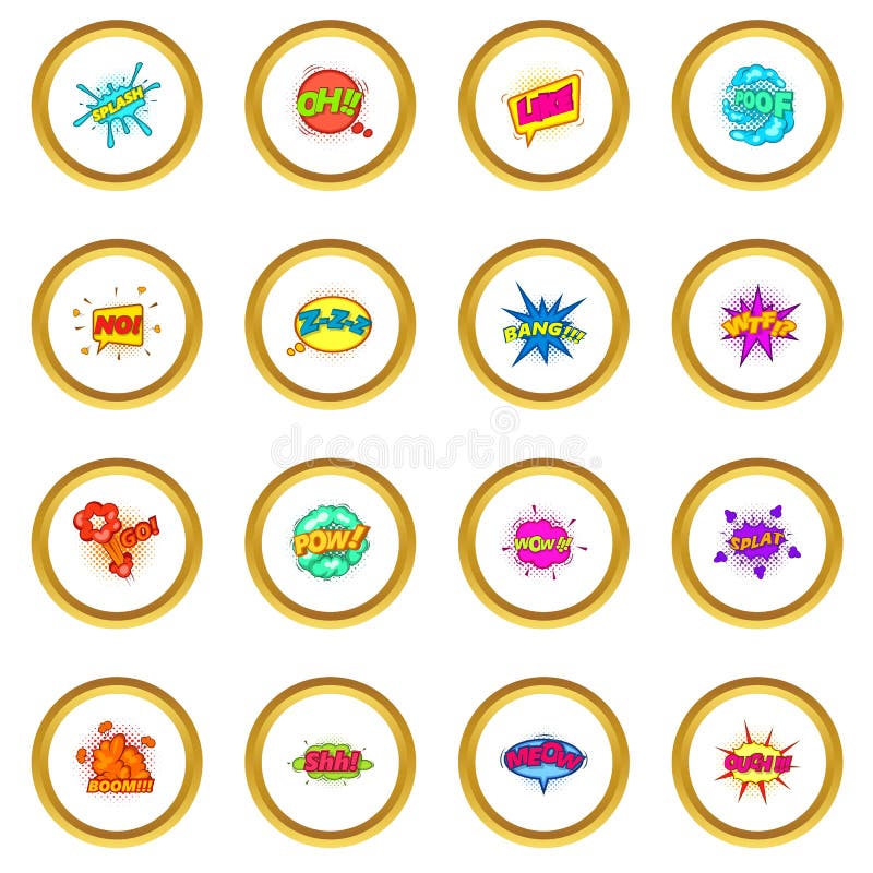 Cartoon Cloud Icons in Comic Book Style. Stock Vector - Illustration of ...